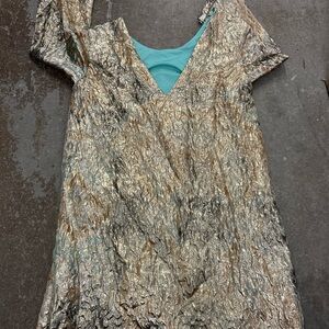 Zara | Dresses | Zara Collection Gold Shimmery Textured Dress Holiday ...